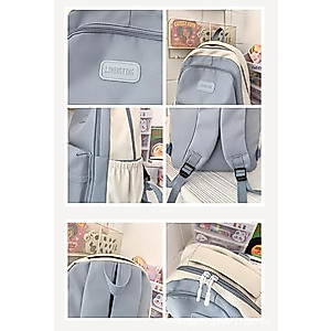 MAGSKY Aesthetic Backpack Cute Kawaii Backpack Large Capacity Casual Travel Mochilas Daypacks (Blue)