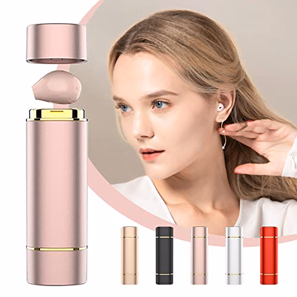 Peorpel Wireless Bluetooth Headphones Mini Earbuds with Lipstick Charging Case V 5.1 Lightweight CVC Intelligent Noise Reduction in-Ear Earphones with Microphone IPX5 Waterproof Headset for Sports