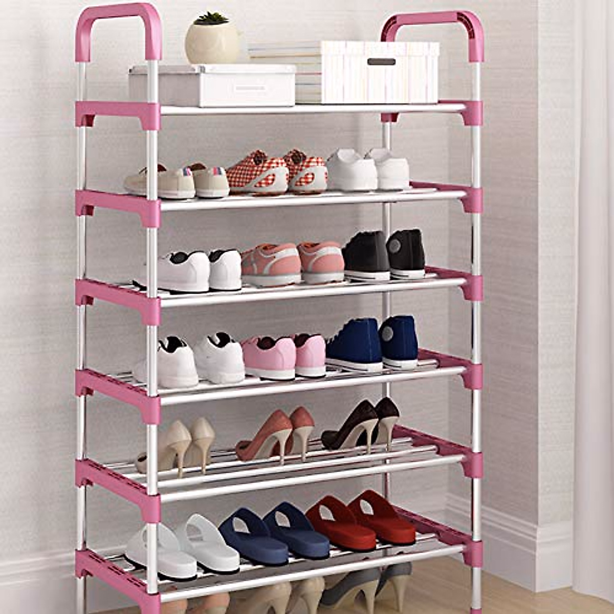 LederleiterUSA Shoe Rack Metal Shoe Tower Shoe Storage Organizer Shelf Stackable Cabinet with Durable Metal Shelves