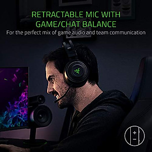 Razer Nari Wireless 7.1 Surround Sound Gaming Headset: THX Audio, Auto-Adjust Headband & Swivel Cups, Chroma RGB, Retractable Mic, For PC, PS4, PS5, Black