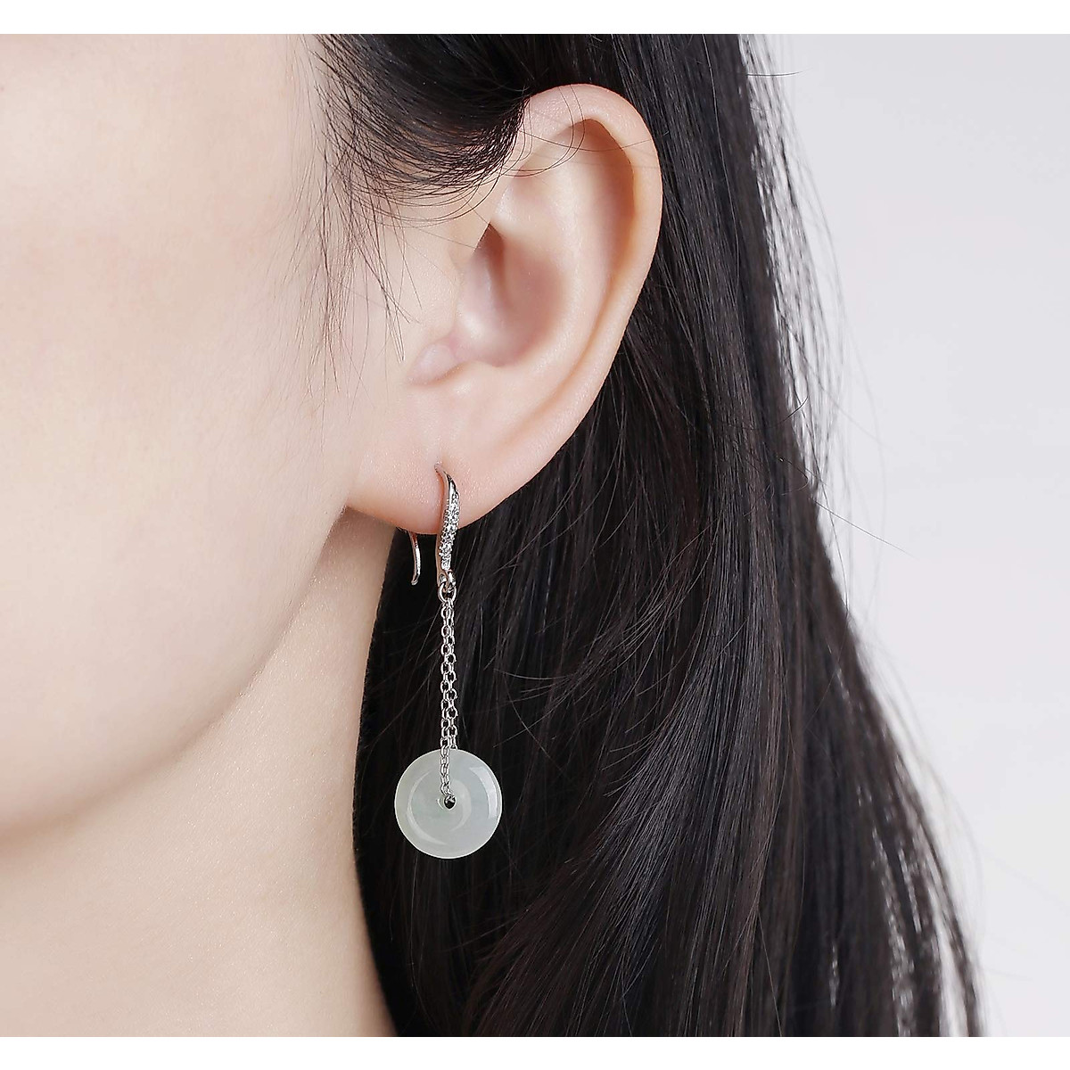 Jade Earrings Jade Clasp Fashion And Elegant Jewelry Earrings Sterling Silver Ear Hook For Women.