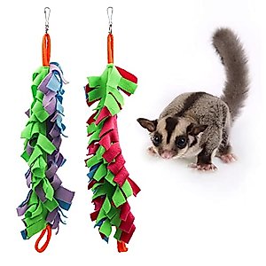 Dnoifne 2 Pack Sugar Glider Toys, Colorful Small Animals Climbing Swing Toys, Rat Rope Perch Toys, Cage Accessories for Sugar Glider Hamster Rats Ferret Squirrel Chinchilla Parrots Cockatiels