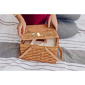 PICNIC TIME Disney Winnie the Pooh Poppy Personal Picnic Basket, Insulated Lunch Bag, Retro Lunch Box, (Beige)