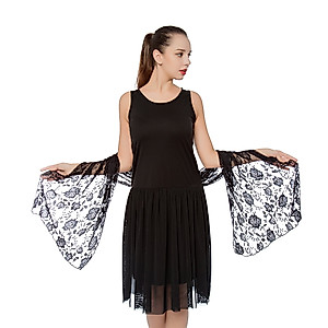 Gzcvba Women’s Soft Rose Lace Shawls and Wraps for Formal Evening Party Dress,Bride Bridesmaid Shawl for wedding (Black)