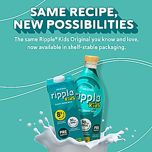 Ripple Non-Dairy Milks | Vegan Milk with 8g Pea Protein | Shelf Stable | Non-GMO. Plant Based, Gluten Free | 32 Fl Oz (Pack of 6) (32 Fl Oz (Pack of 6), Kids)