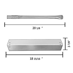 Kalomo Grill Heat Plates Shields Gas Grill Burners BBQ Grill Replacement Parts for Chargriller 3001 5050, 5650, 5252, 3008, 3030, 4000, King Griller 3008, 5252, Burner Pipe Tube with Hanger Brackets