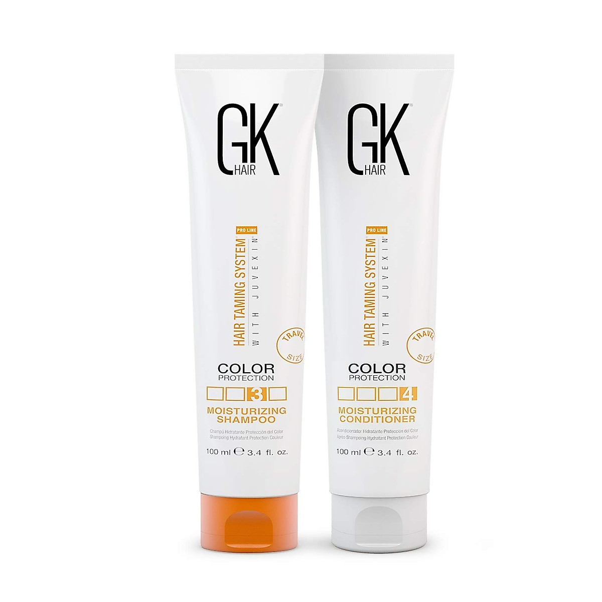 GK HAIR Global Keratin Moisturizing Shampoo and Conditioner Set 100ml I Organic Argan Oil Hair Serum 10ml For Frizz Control Dry Damage Hair Repair