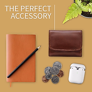 Maruse Slim Handmade Italian Leather Coin Purse with Magnetic Closure, Brown