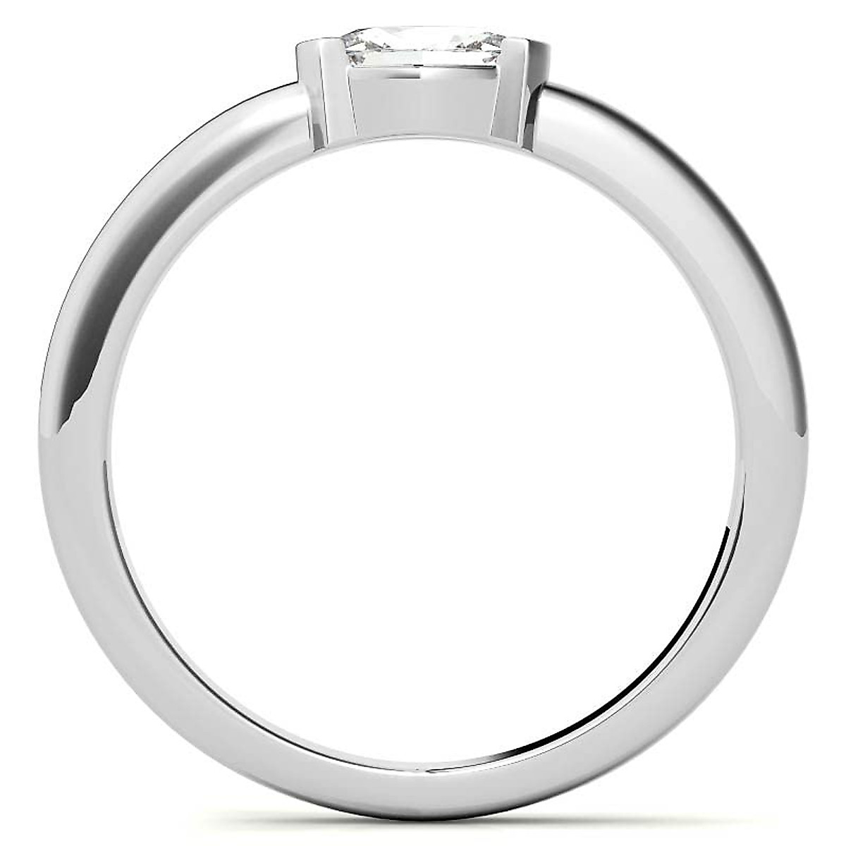 Excellent Oval Brilliant Cut 0.92 Carat, Moissanite Diamond Promise Band, Half Bezel Set, Eternity Sterling Silver Bands, Valentine's Day Jewelry Gift, Customized Band (4)