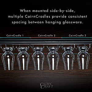 CairnCradle Whiskey Glass Rack - Under Cabinet Whisky Tasting Glasses Holder Storage Hanger Metal Organizer for Bar Kitchen (2 Across x 3 Deep, Polished Stainless)