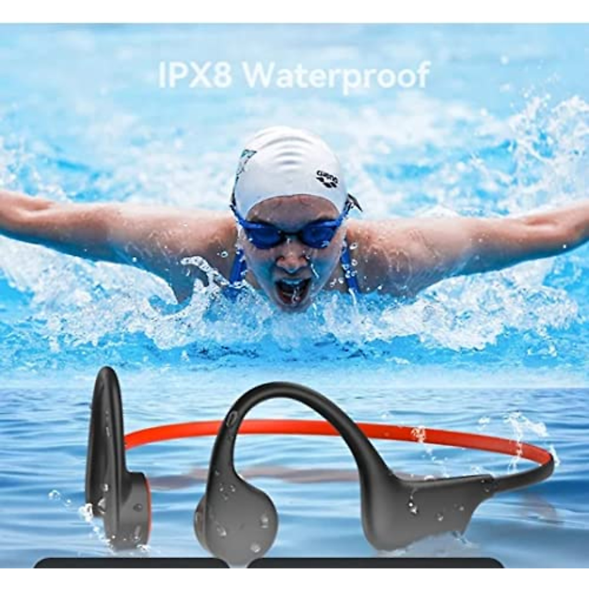 ePP-BC-S6 Swimming, Bone Conduction Military Grade, Open Ear, Sport Headphones, Bluetooth 5.3, IPX8 Design (Full Water Proof)