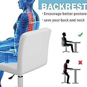 OUTMASTER 360° Office Desk Chair,PU Adjustable Rolling Task Chair with Backrest for Barber,Office,Home, Computer,360° Swivel,Armless