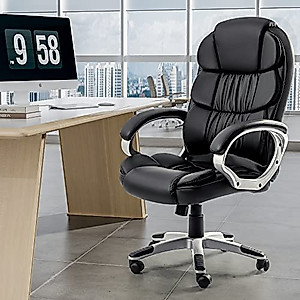 VICTONE Big and Tall Office Chair Ergonomic Desk Chair High Back Executive Computer Chair Adjustable Swivel PU Leather Task Chair with Padded Armrests and Lumbar Support (Black)
