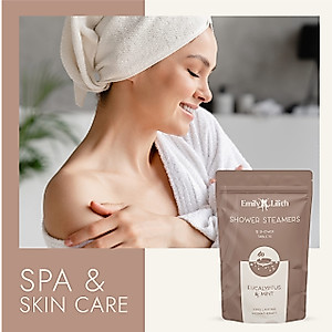 Shower Steamers Eucalyptus and Mint (15 Pack) Emily & Lilith Bath Bomb Aromatherapy Essential Oils Self Care Shower Steamer Relaxation, Birthday Gifts for Women and Men. Relaxing Shower Bomb