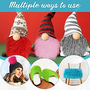 Tudomro 20 Pcs Faux Fur Fabric 10" x 10" with 40 Pcs Wood Balls, Christmas Shaggy Faux Fur Square Patches, Gnome Beards for Crafting Sewing Costume Rug Pillow Cushion Pad Chair Cover(Bright Color)