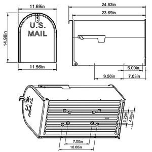 Gibraltar Mailboxes Stanley Extra-Large Capacity Galvanized Steel Grey, Post-Mount Mailbox, ST200000