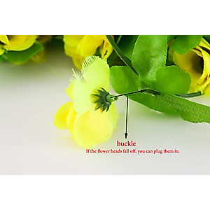 Charmly 6 Pcs 45 FT Artificial Little Rose Vine Fake Silk Flowers Garlands Hanging Rose Ivy Plants Home Hotel Office Wedding Party Garden Craft Art Décor Spring Yellow