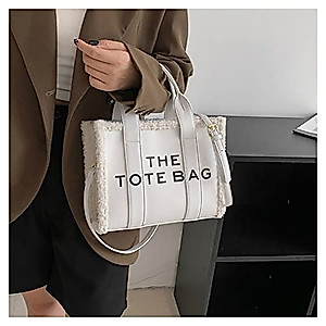 ukia The Tote Bag for Women, Leather Small Tote Bag with Zipper Crossbody Tote Bag for School, Office (White)