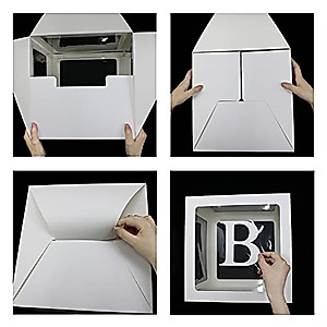 QPEY Baby Boxes with Letters for Baby Shower,Clear Baby Shower Decorations Block Boxes,Transparent Balloon Box Backdrop for Baby Shower & Birthday Party,4PCS