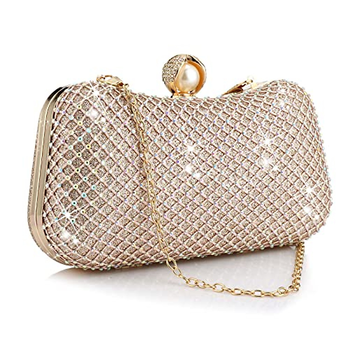 EROUGE Women Evening Clutch Purses Rhinestone Bridal Crystal Evening Handbag for Formal (Rose gold)