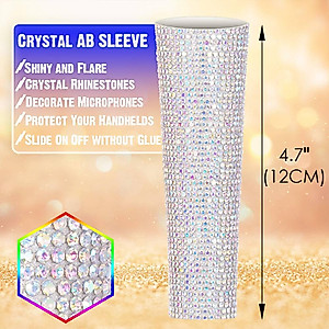 RhymKawa Crystal AB Mixing Colored Mic Handle Sleeve for Wired Microphone SM58LC, Beta 58at, Rhinestones Shining on Tours & TV Shows (Mic Not Included)