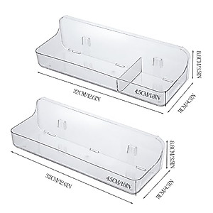 Jokvaex Shower Caddy, 2 Pack Shower Organizer with Adhesive, No Drilling Required, Large Capacity, Plastic Shower Caddy Shelf, Hanging Clear Shower Caddy Organizer for Bathroom, Kitchen