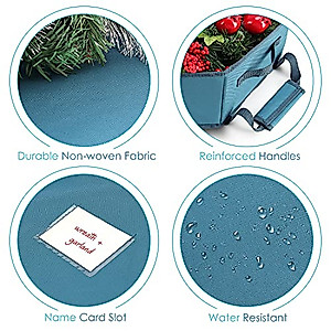 Hearth & Harbor Wreath Storage Container - Hard Shell Christmas Wreath Storage Bag With Interior Pockets, Dual Zipper And Handles - 30" Premium Wreath Storage Organizer Box