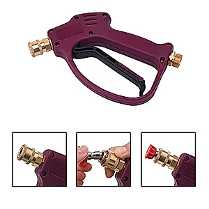 M MINGLE Short Pressure Washer Gun for Hot and Cold Water, High Replacement, 5 Spray Nozzle Tips, M22 Thread, 3600 PSI