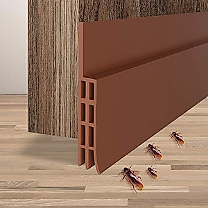 Door Draft Stopper Weather Stripping: Ohuhu Under Door Bottom Seal Strip Sweep Blocker Gap Filler Flexible Noise Insulation Draft Guard for Bottom of Door Garage (Brown, 39" L x2 W)