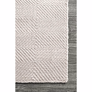 Handwoven Wool Area Rug- Natural Yarn- Contemporary Farmhouse Decor- ecofriendly Rugs for Bedroom Living Room (Ivory, 5'x8')