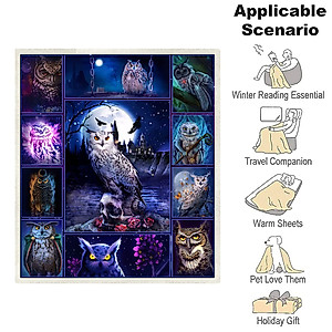 Juirnost Owl Gifts for Women,Owl Blanket,Owl Gifts for Owl Lovers,Owl Throw Blanket for Couch Sofa Bed Living Dorm Room Home Decor 50X60inch Just a Girl Who Loves Owls Blanket