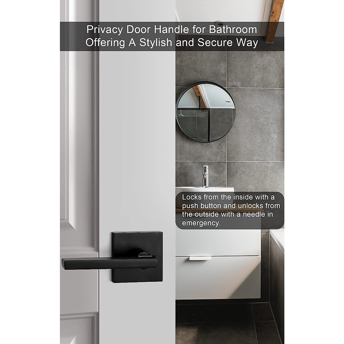 goldenwarm Black Interior Door Handles, Zinc Alloy Matte Black Privacy Door Handles Interior, Heavy Duty Black Door Levers for Bedroom, Contemporary Bathroom Doorhandles Bulk(6 Pack)