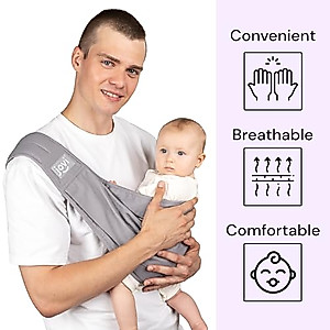 Jovi Baby Sling for Mom and Dad, Baby Shoulder Sling Carrier Newborn to Toddler, Mesh Baby Carrier Sling for Water, Baby Wraps Carrier Sling Hands Free, Baby Carrying Sling for Breastfeeding - Grey