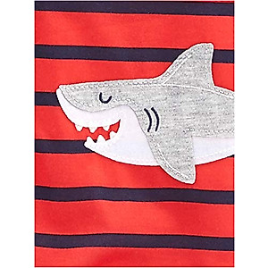 Simple Joys by Carter's Baby Boys' Loose-Fit Polyester Jersey Footed Pajamas, Pack of 3, Chameleon/Shark/Stripe, 18 Months