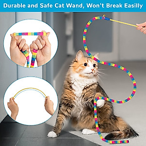 Retro Shaw Cat Toys, Cat Wand Teaser Toys Cat Fuzzy Balls with Bell Inside and Cat Springs, Interactive Cat Toys for Indoor Cats Kittens Kitty, 3 Pack