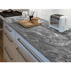 Guvana Matte Marble Contact Paper for Countertop 15.7''x78.7'' Removable Grey Wallpaper Marble Peel and Stick Wallpaper Matte Marble Contact Paper Waterproof Self Adhesive Wallpaper for Kitchen Decor