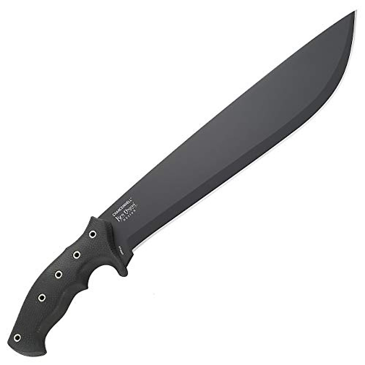 CRKT Chanceinhell Fixed Blade Machete: 12 Inch Black Powder Coated Carbon Steel Drop Point Blade with Nylon Sheath for Survival, Hunting, and Camping K910KKP