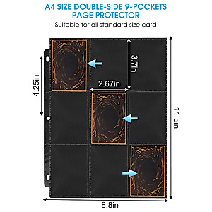 1080 Pockets Baseball Card Sleeves, JIQEZNL Premium 9 Pocket Card Sleeves Binder Sheets for 3 Ring Binder, Double Side Trading Card Protector Pages for Pokemon, Yugioh, Sport, Football Card Collector