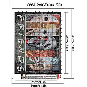 Halloween Cross Stitch Stamped Kits for Adults Beginners-Horror Embroidery Kits Friends Counted Cross Stitch Kits Patterns for Beginners 11 CT Dimensions Embroidery Kits Arts Craft Kits Home Decor