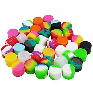 Pearwell 2ml Silicone Wax Containers Concentrate Sealed Oil Non-stick Jars (50), Multicolor