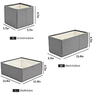 ALYER Foldable Cloth Divider Box with Detachable Plastic Bottom Board | Fabric Bin for Dresser & Shelves | Washable Drawer Organizer for Clothes,Socks,Scarves,Ties,Bras,Lingerie (Gray-large)