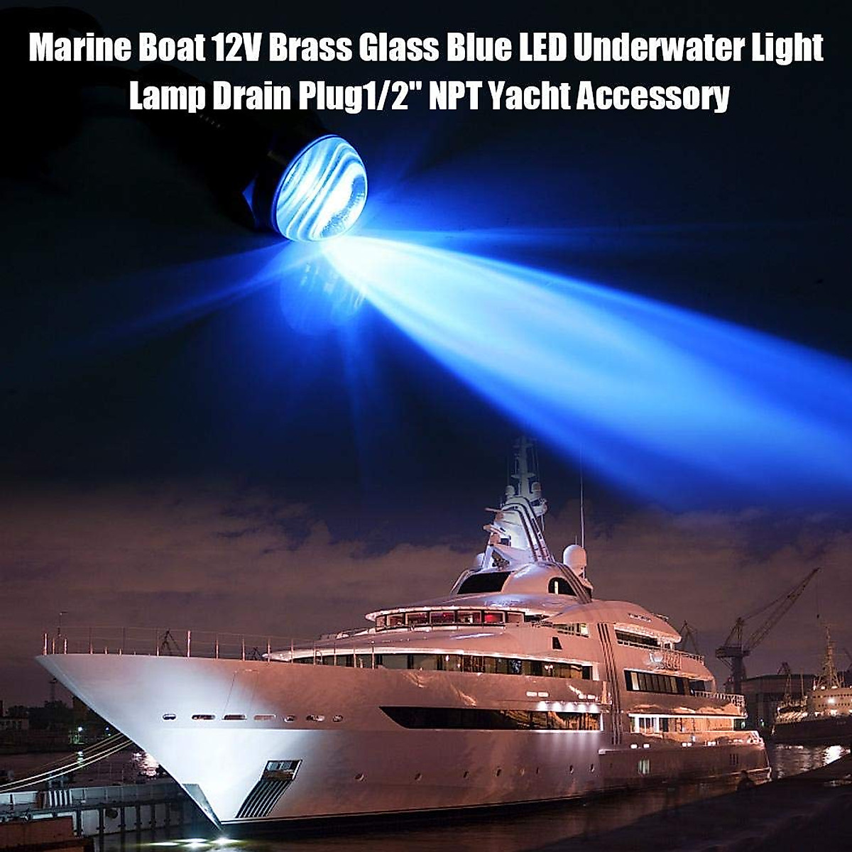 Drain plug light, Marine Boat 12V Brass Glass Blue LED Underwater Light Lamp Drain Plug1/2" NPT Yacht Accessory