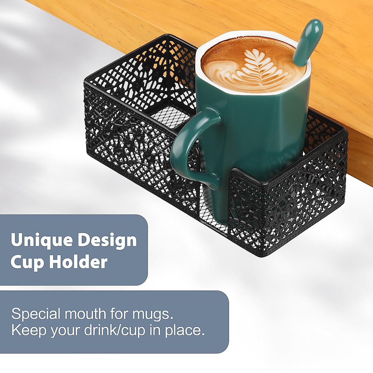 Aurynns Desk Organizer Clip on Desk Cup Holder Pencil Holder for Desk Storage Beverages Phone Holder Desk Organizer and Accessories Office School Home