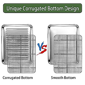 Baking Sheet Tray with Cooling Rack Set (2 Pans + 2 Racks), Stainless Steel Cookie Pan with Cooling Rack For Oven, Nonstick Baking Pan, Warp Resistant & Heavy Duty & Rust Free, Size 16 x 12 x 1 Inches