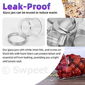 Swpeet 15 Packs 2 oz - 60ML Transparent Glass Jar with Silver Lid Assortment Kit, Round Containers Cosmetic Glass Jars with Lids Travel Jars Cosmetic Containers for Cream, Lotion