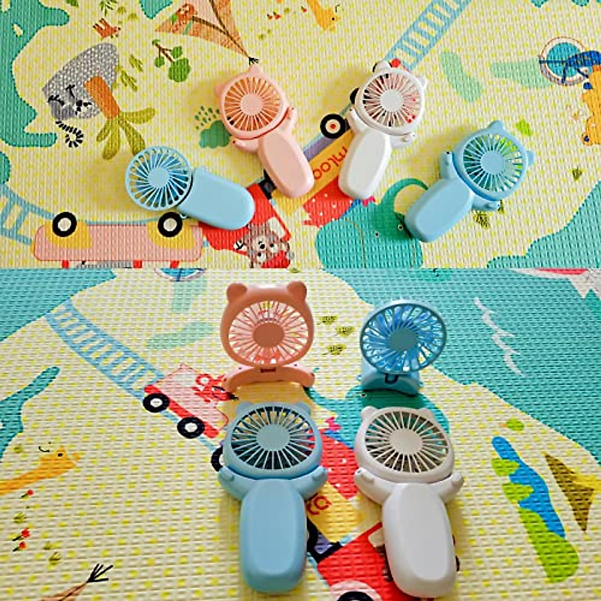 Yuewilai Portable Personal Neck Fan 3 in 1 Handheld/Wearable/Desk Mini Fans, Rechargeable Hanging Adjustable 3 Speed with Long-Lasting Battery for Travel Sports Home Traveling Office (White Cute)