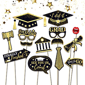 CRAWPROP 30PCS Lawyer Graduation Party Photo Booth Props Supplies Grad 2024 Graduation Class of 2024 Party Decoration