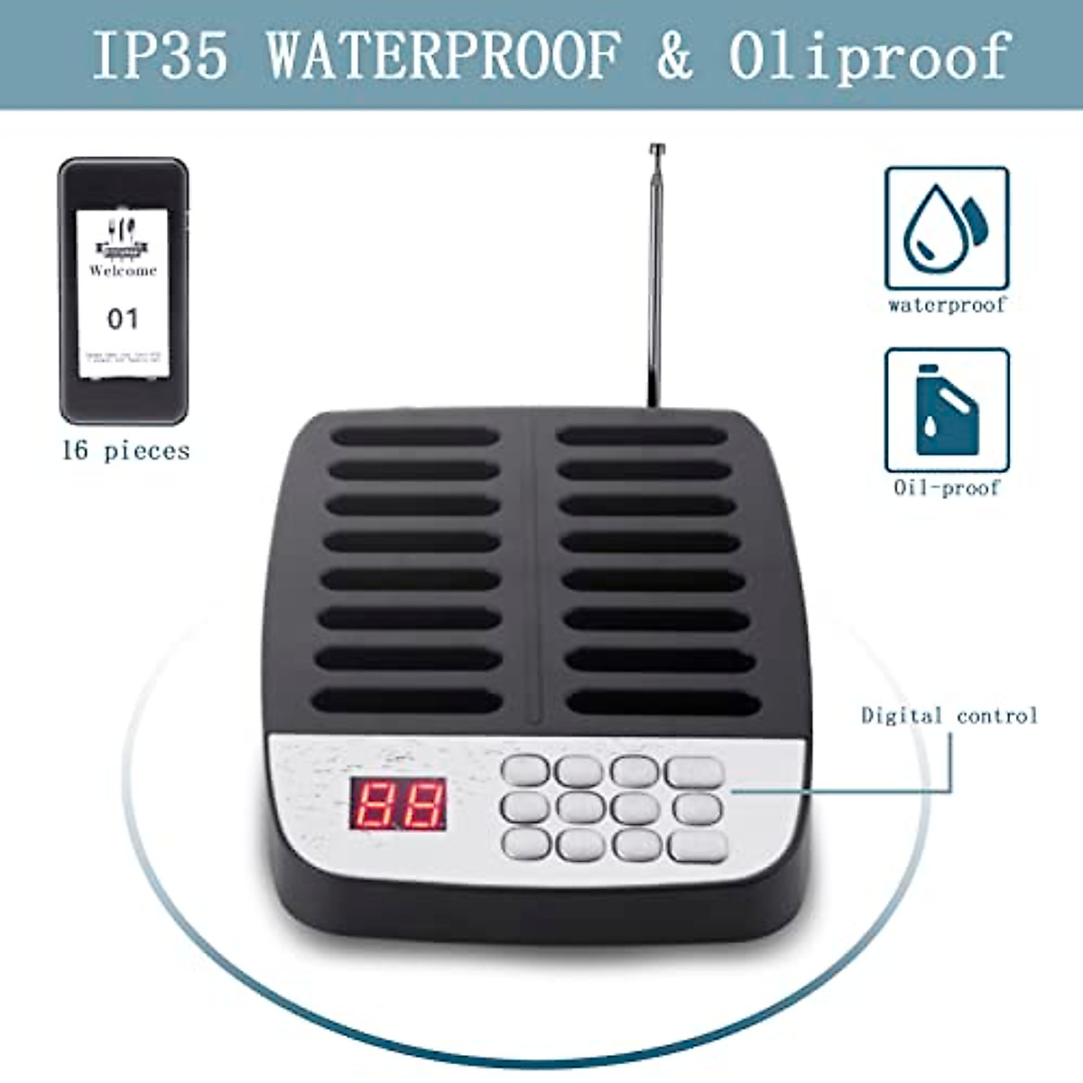 YYCALLING Restaurant Pager,Pagers for Restaurants 16 Guest Pagers,Buzzers Social Distancing, 98 Chanels with Vibration, Flashing and Buzzer for Truck