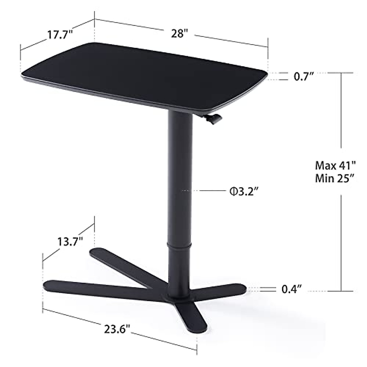 28 Inch Height Adjustable Standing Desk, Utureal Pneumatic Writing Computer Desk for Small Spaces, Ergonomic Lectern Podium with Steady Claw Base, Sit Stand Workstation for School, Home, Office |Black