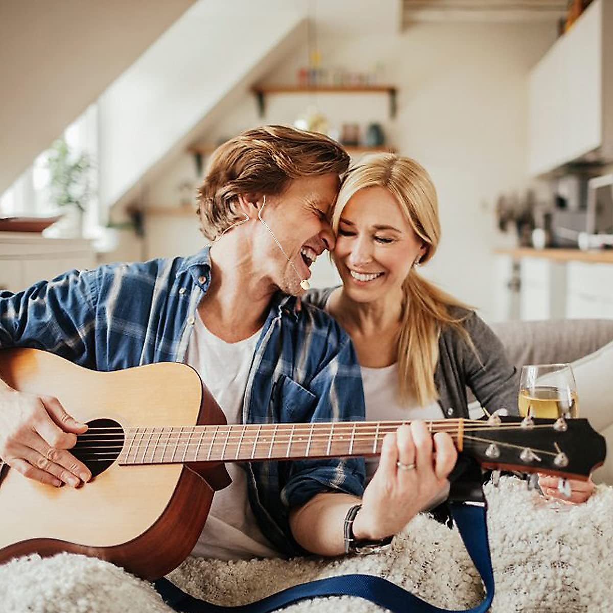 XGWTH Headset Microphone Single Ear Earset Headworn Over Ear Hanging Condenser Omnidirectional Mic Compatible with Sennheiser Wireless System Bodypack Transmitter 1.2m Cable 3.5mm Female Screw Plug